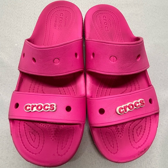 CROCS | Shoes | Crocs Hot Pink Sandals With Twostrap Design | Poshmark